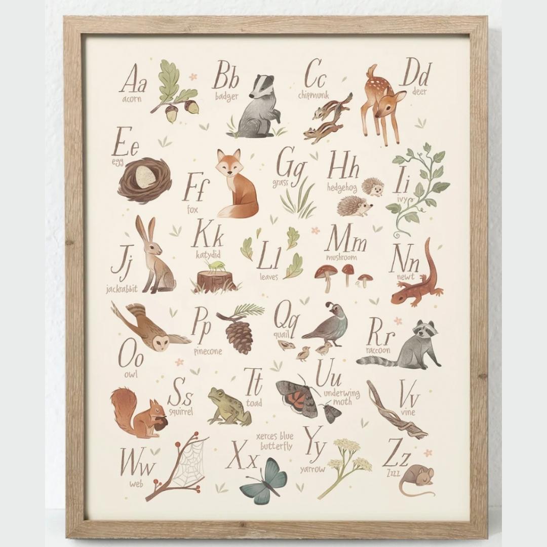 alphabet wall art woodland creature theme – Mama's Buzz